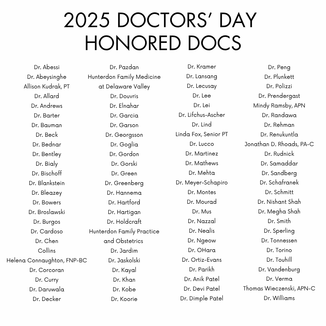 Hunterdon Health Foundation Thanks You for Honoring Your Doctor | Hunterdon